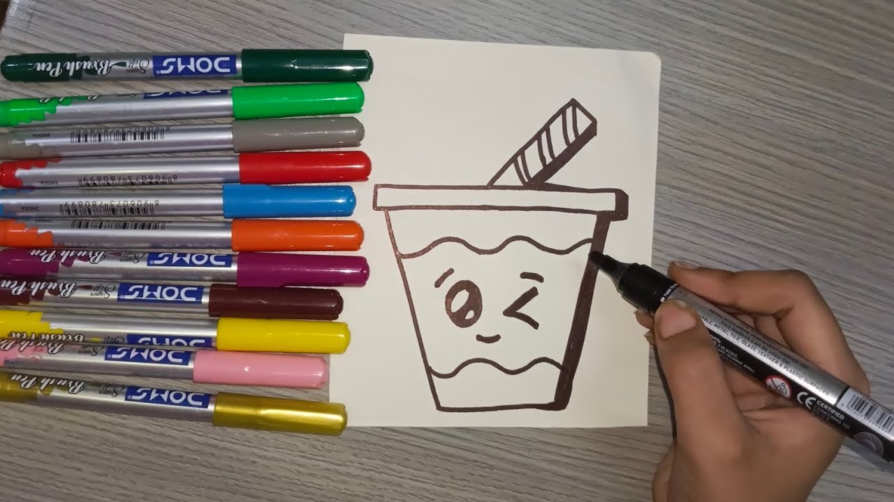 How to draw a cute drink with a straw | Step by step tutorial | Easy ...