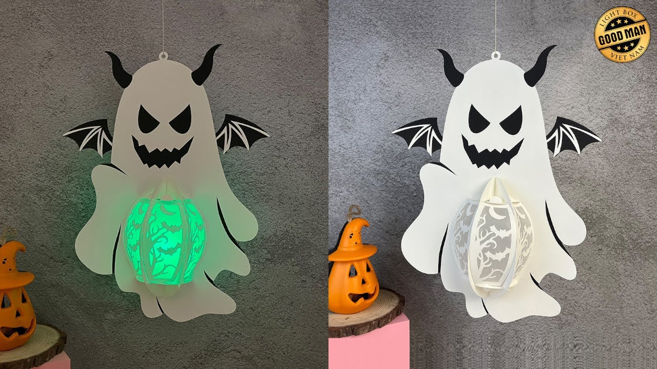 How To Make Paper Cut Lantern Ghost 3 - YouTube