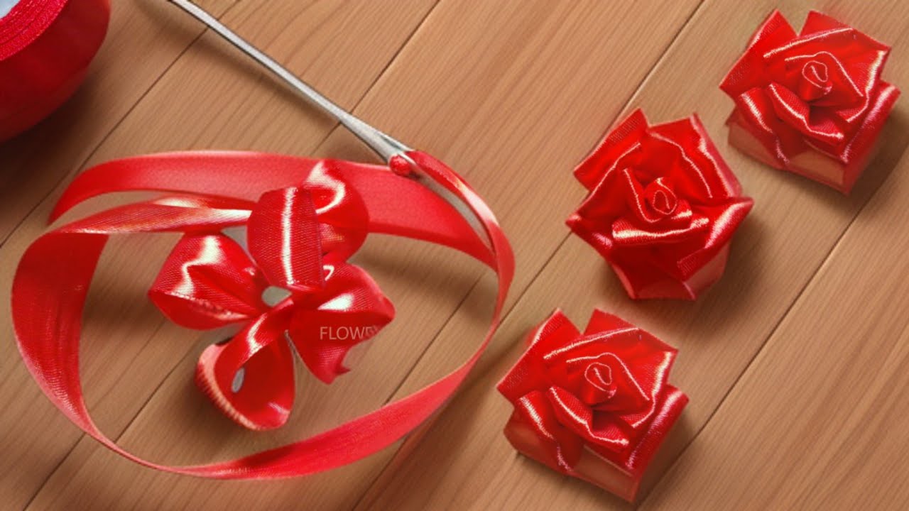 Whole Ribbon Rose - Ribbon Flowers - How to make an easy ribbon rose ...