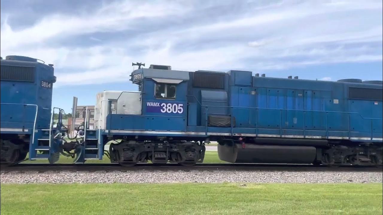 WAMX 3804 & WAMX 3805 GP38-2 Engines leading the 3M Job back to Wausau Yard. - YouTube