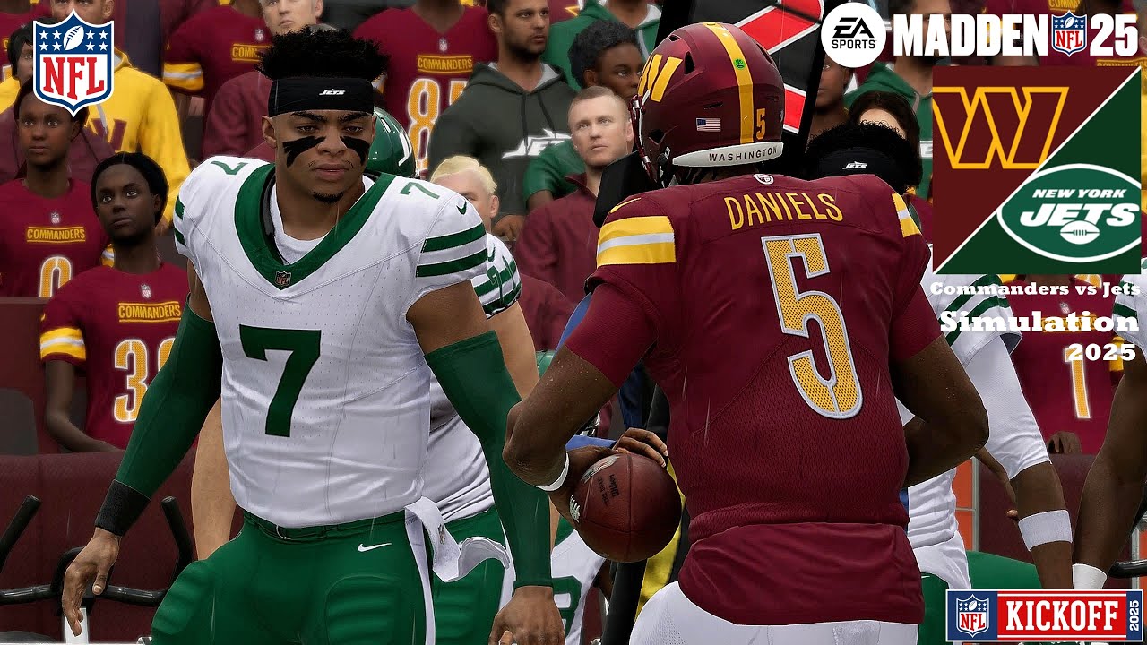 Madden 25 Jayden Daniels Commanders vs Justin Fields Jets Sim (Madden ...