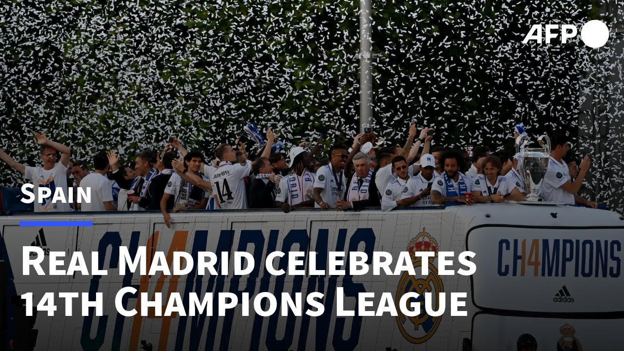 Real Madrid players celebrate 14th Champions League title in Spanish ...