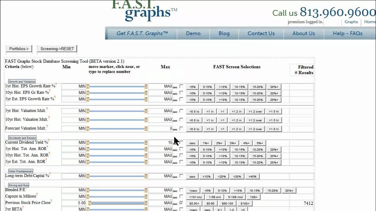 OCT-2012 The Screening Tool on F.A.S.T. Graphs™ (www.fastgraphs.com) -Demo 4 - YouTube