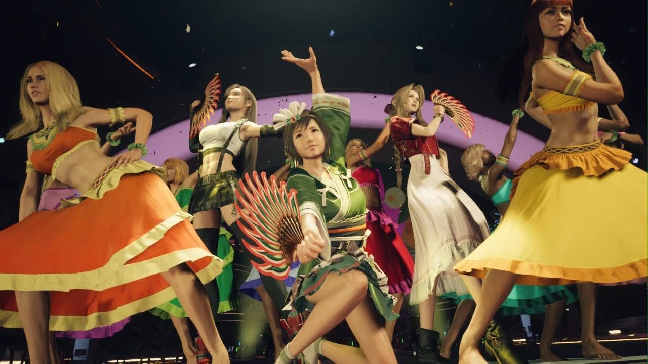 Yuffie, Aerith & Tifa in Gold Saucer Dance Show + Meeting Dio - FF7 ...