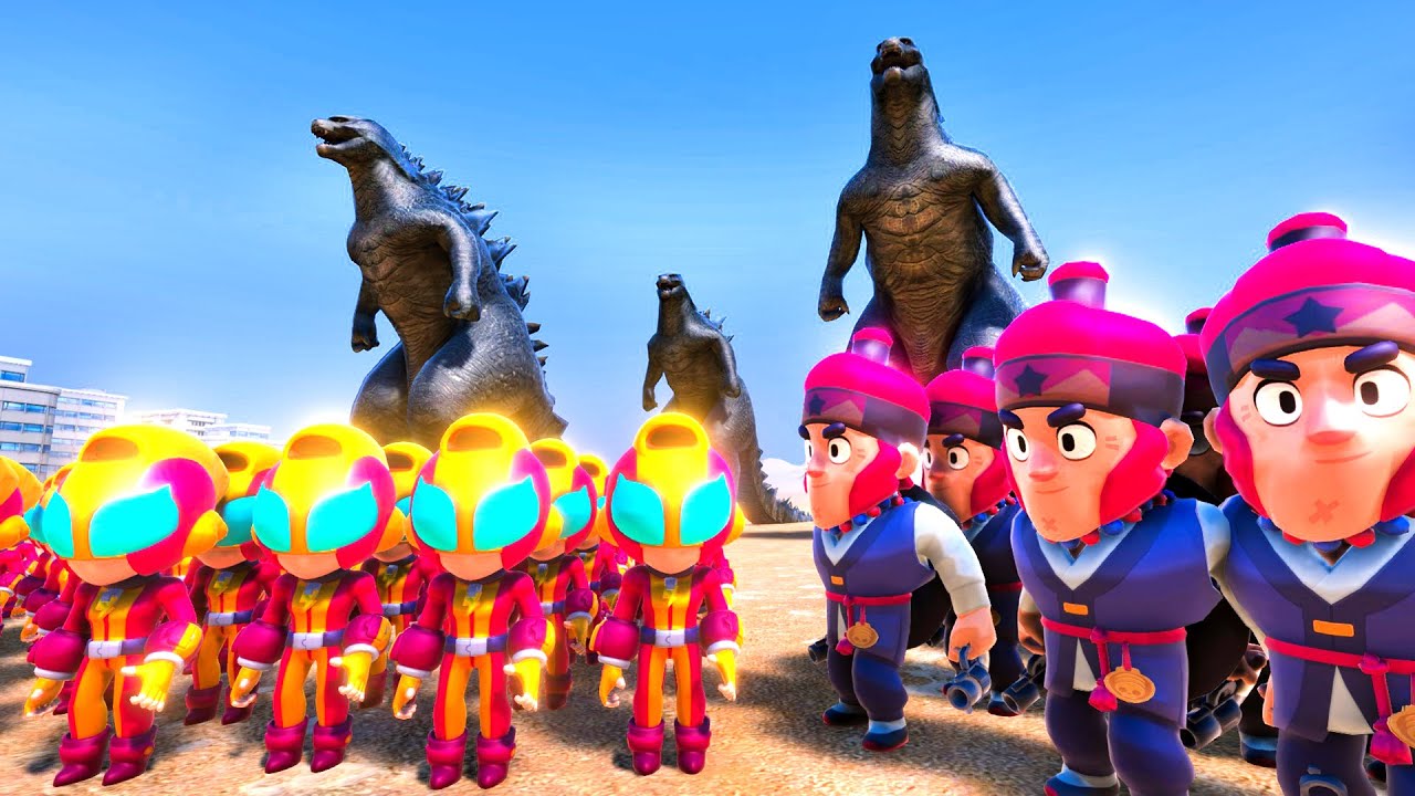 GODZİLLA VS BRAWL STARS ORDUSU 😱 - Süper Kahraman Kapışmaları - YouTube