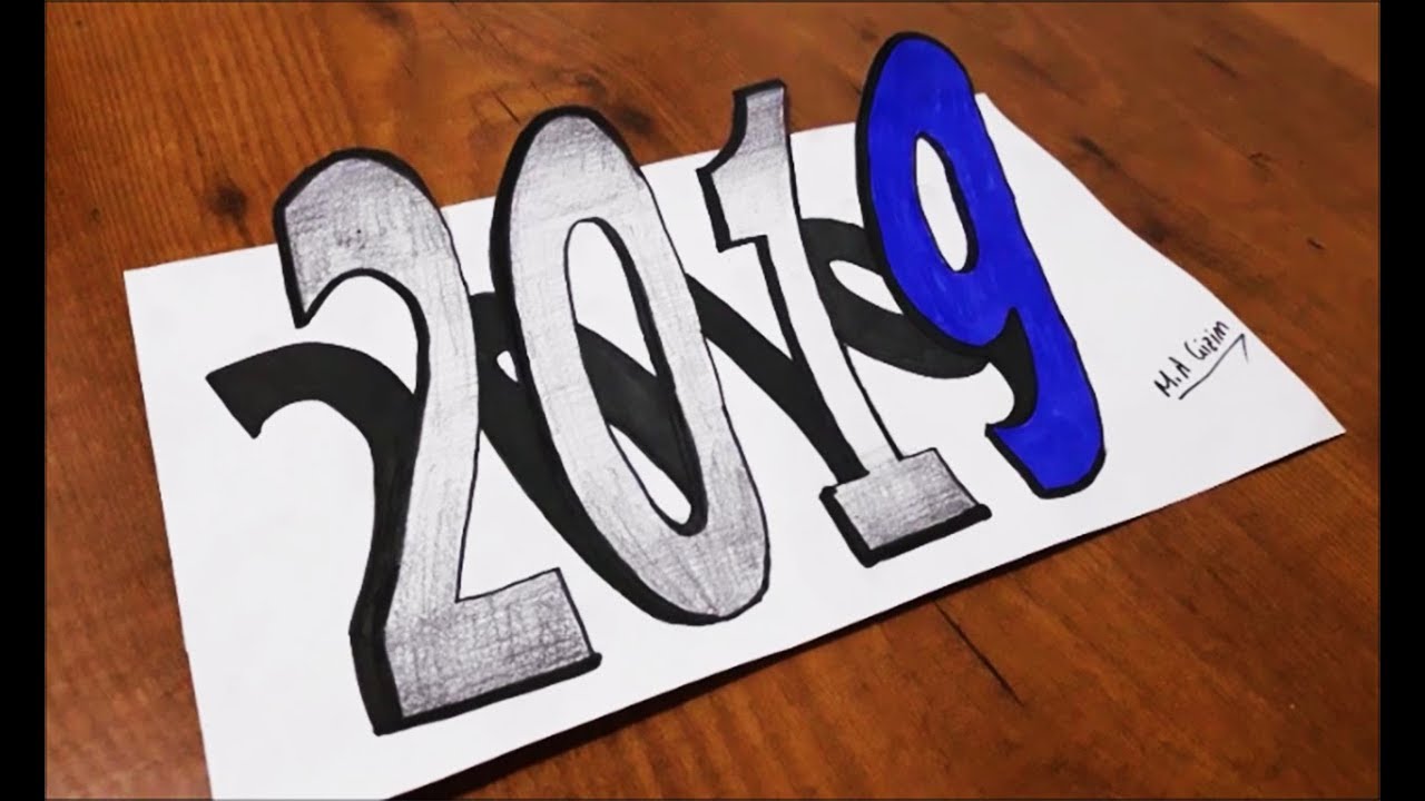 MUTLU YILLAR__3D 2019 Nasıl Yazılır__Happy New Year 2019 - Drawing 3D ...