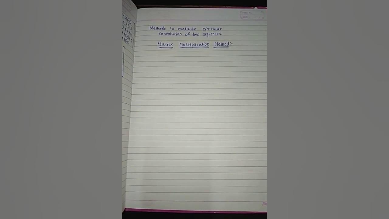 Circular Convolution by Matrix Multiplication Method - YouTube