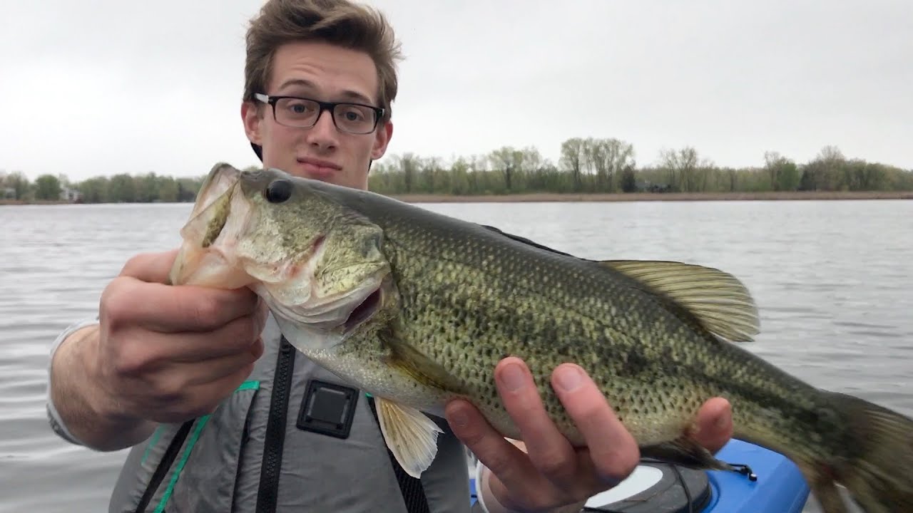 Cass Lake Kayak Bass Fishing || Caught in the Rain!! - YouTube