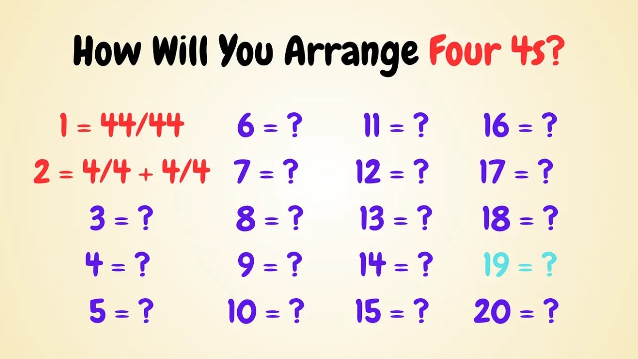 Can YOU Use Only Four 4s? To Make All The Numbers? - YouTube