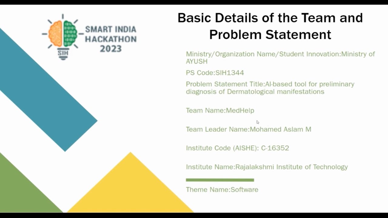 SIH 2023 Problem statement:AI based tool for preliminary diagonosis of ...