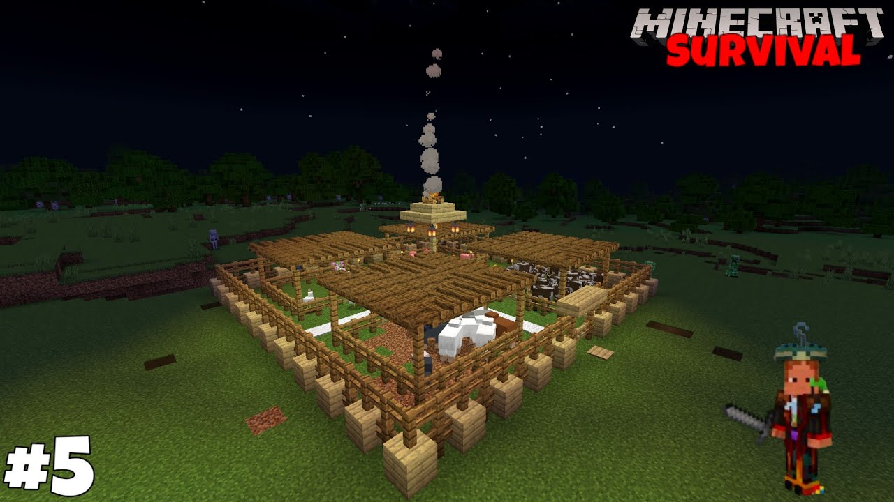 Building a simple animal farm in Minecraft PE | Minecraft survival ...
