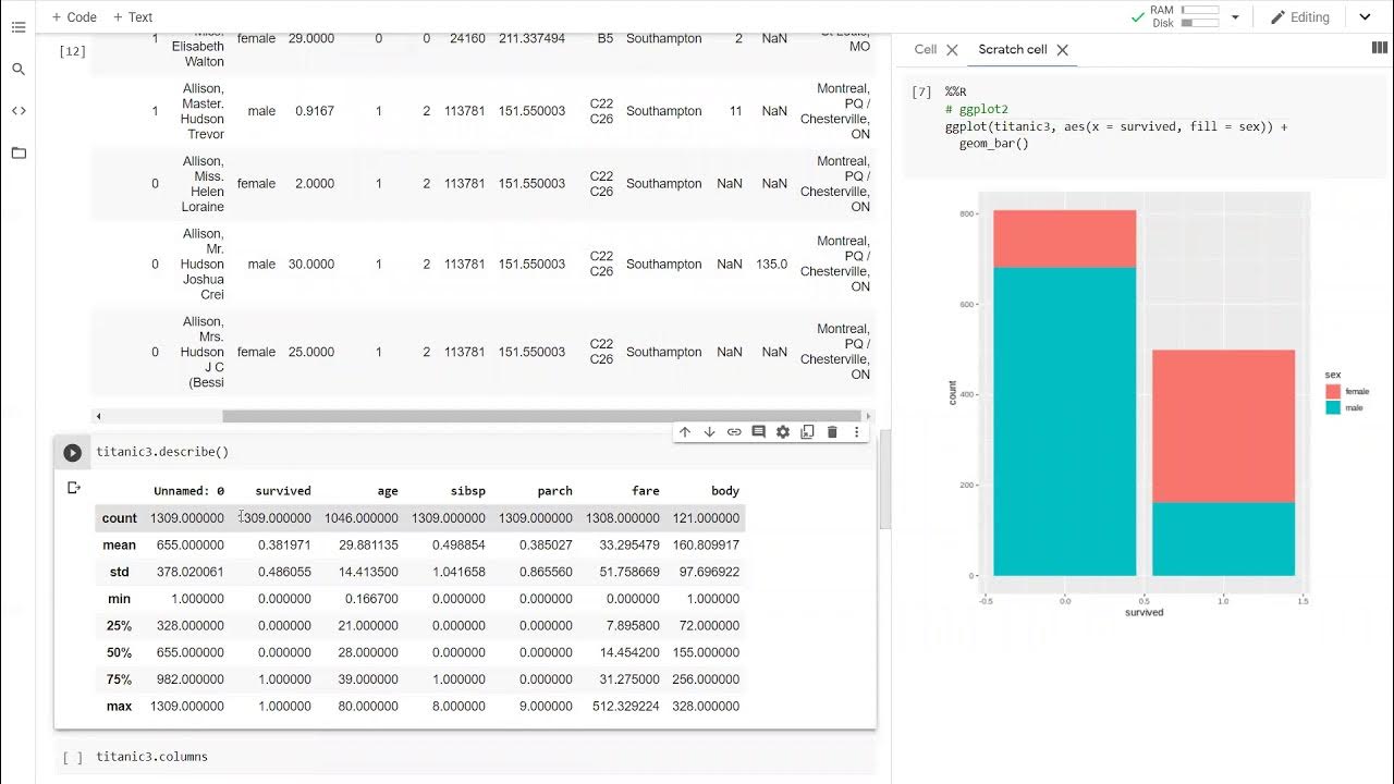 R and Python scripts in Google Colab and estimating the correlation ...
