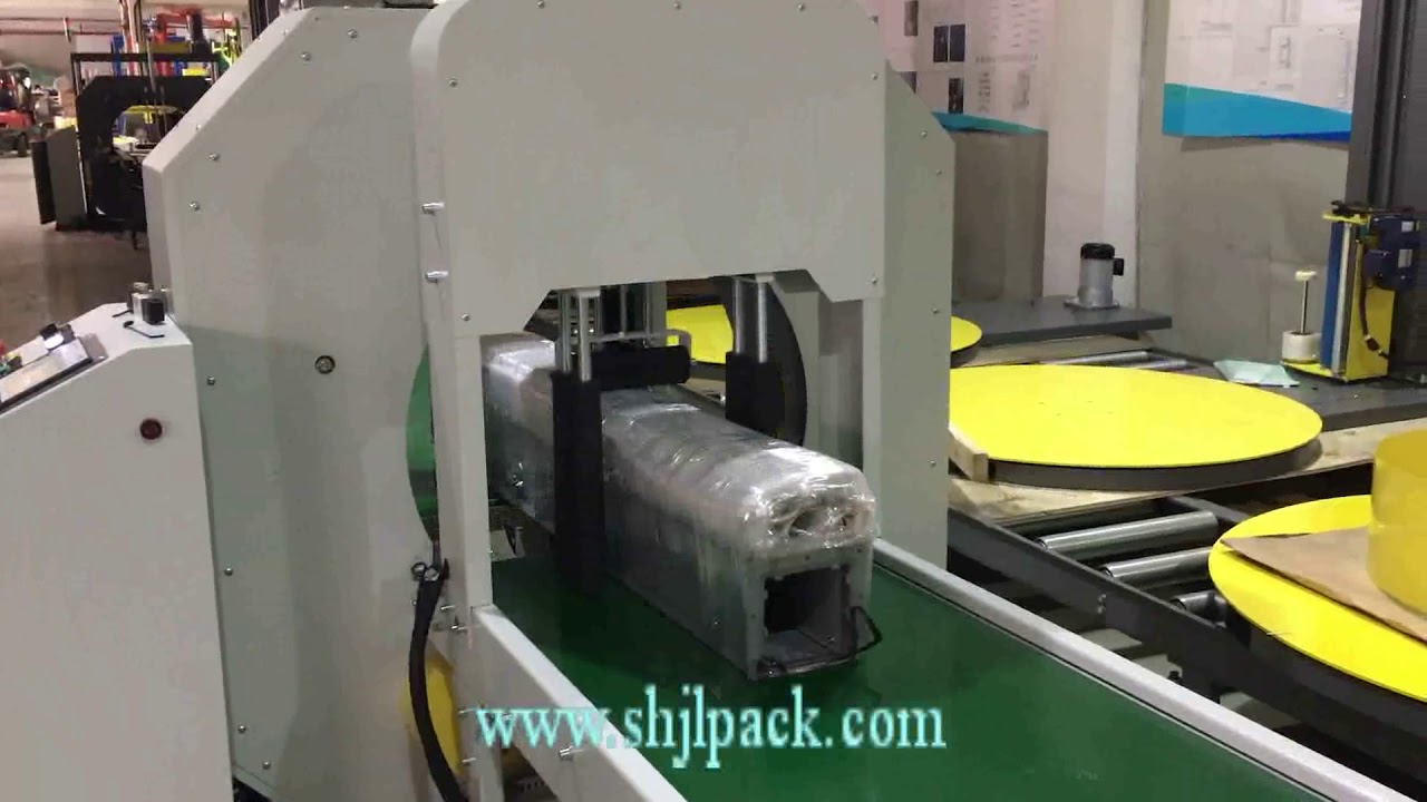 horizontal wrapping machine and stretch wrapper - YouTube