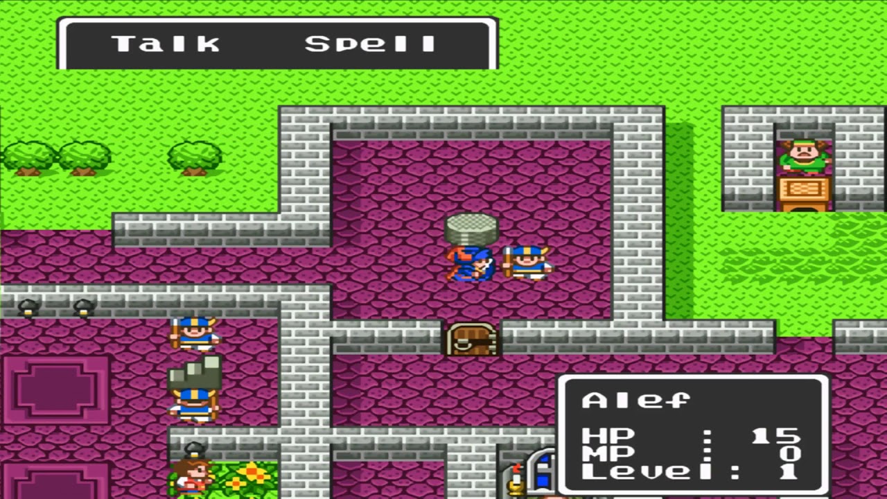 Dragon Quest I - 02 (Radatome) Tantegel Castle - Briefing & talking to ...