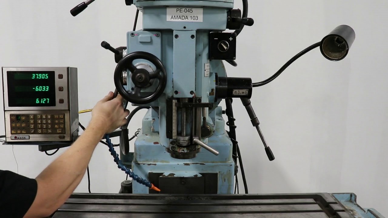 Amada AM-103 Heavy Duty Vertical Milling Machine w/ 3-Axis DRO - YouTube