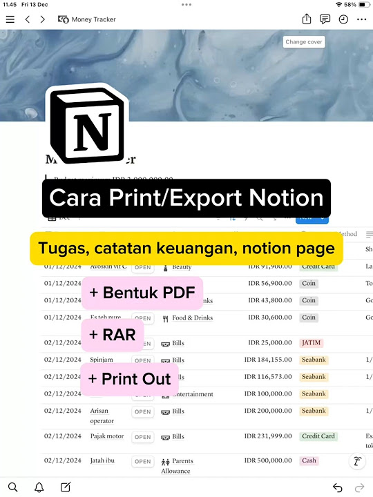 CARA PRINT NOTION - TUTORIAL EXPORT PDF NOTION #notion #exportpdf #printnotion - YouTube