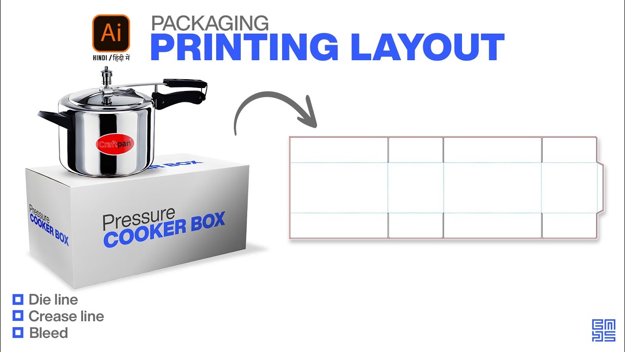 Pressure Cooker Box Packaging Printing Layout in Adobe illustrator ...
