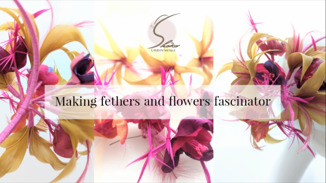 Making fethers and flowers fascinator - YouTube