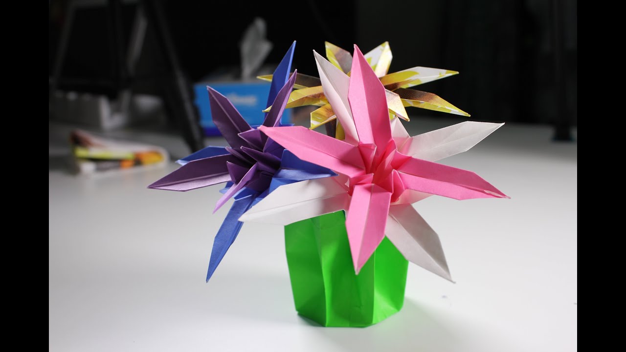 Origami Flower Cactus - YouTube