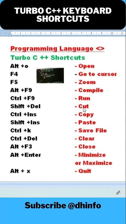 Turbo C++ Keyboard Shortcuts #shorts - YouTube