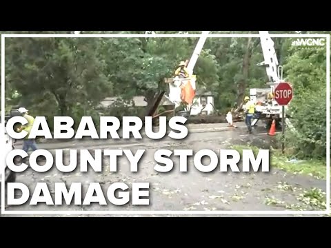 Storm damage closes Cabarrus County road