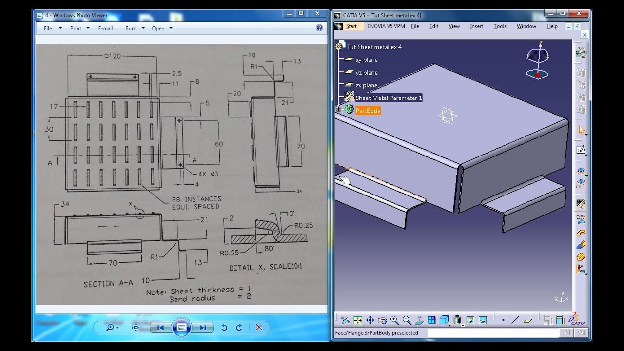 Catia V5 Tutorial|Practice3 for beginners P4|Sheetmetal Workbench - YouTube