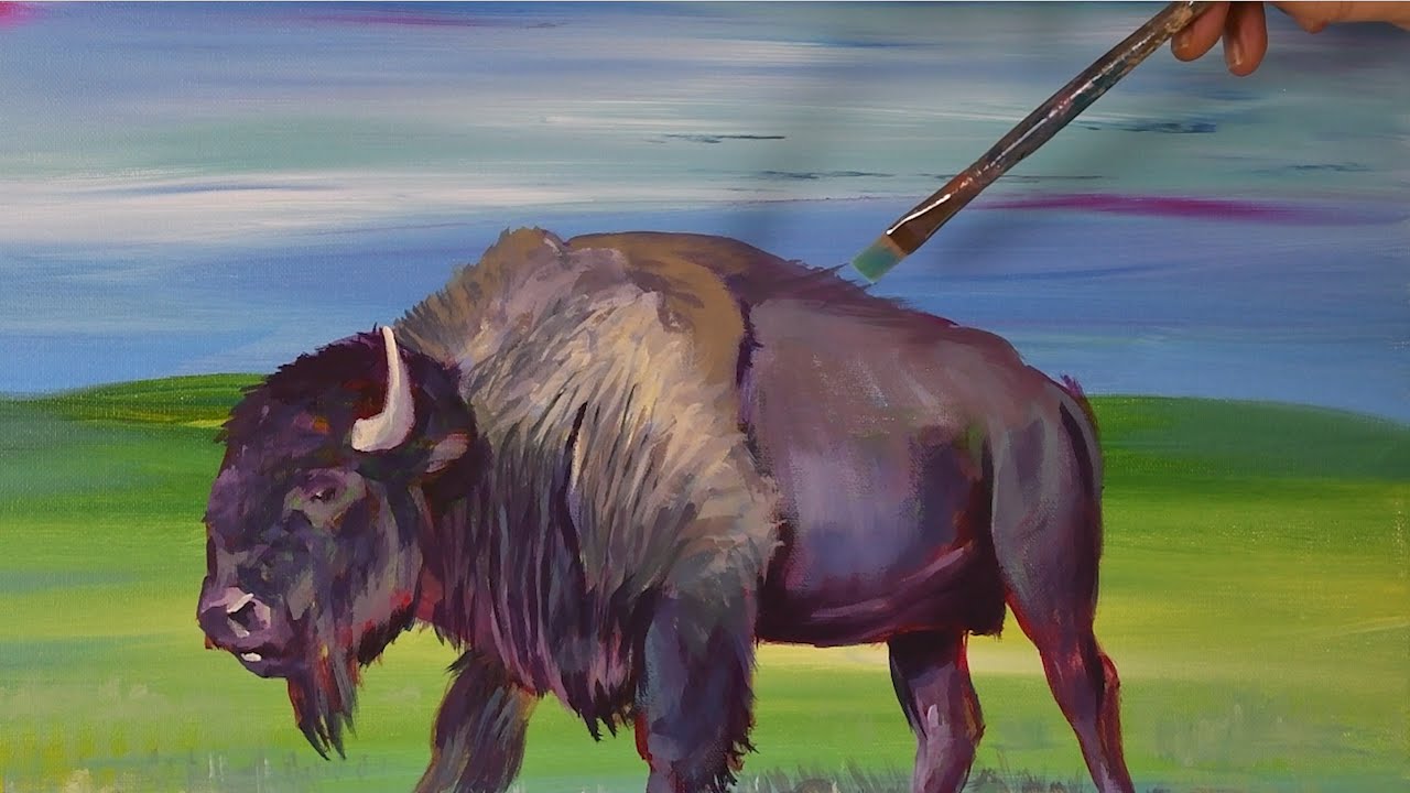 Painting a Bison by Jon Harris | Contemporary Modern Art Style with ...