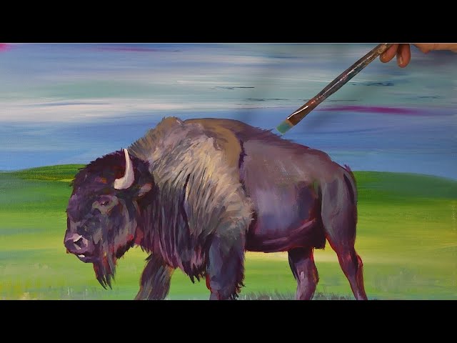 Painting a Bison by Jon Harris | Contemporary Modern Art Style with ...