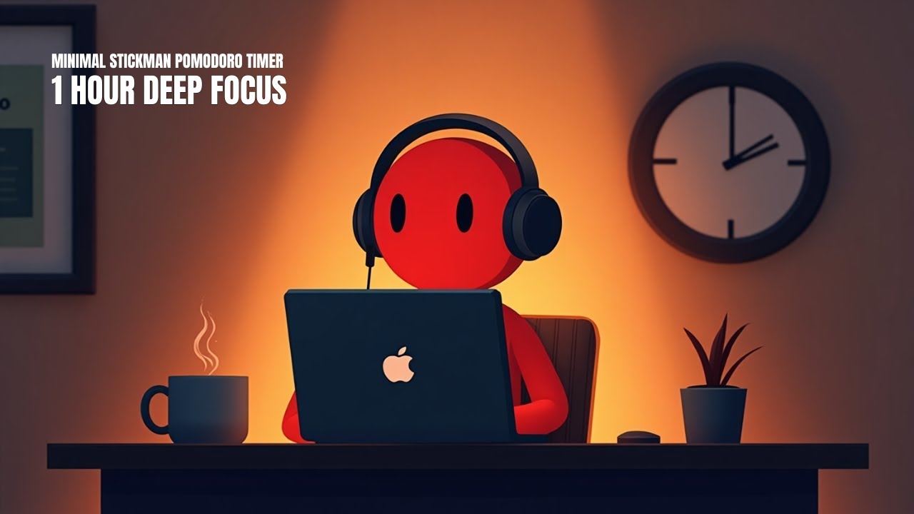 1 Hour Focus With Me 🧠 Minimal Stickman Pomodoro | 50 Min Deep Focus ...