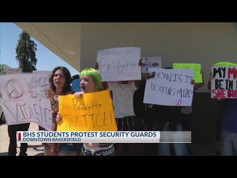 BHS students protest security guards in downtown Bakersfield