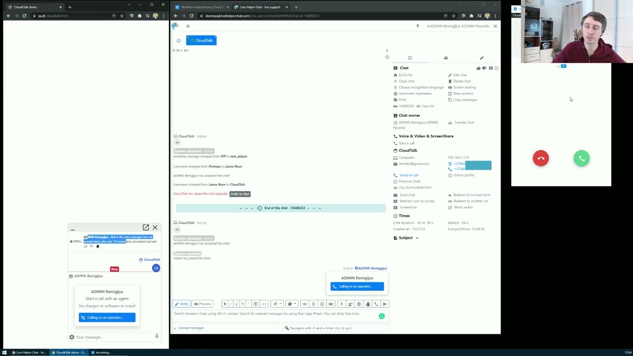 Live Helper Chat and CloudTalk integration - YouTube