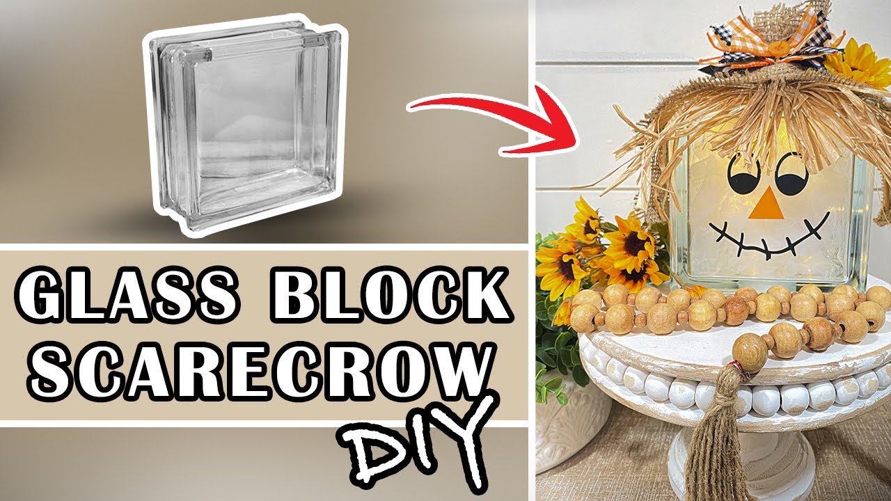GLASS BLOCK SCARECROW DIY (fun and cute) - YouTube