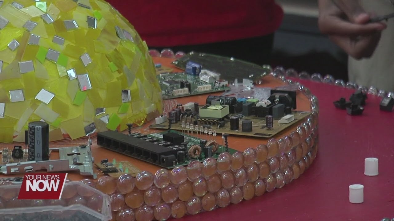 Lima students recycle old computer parts to make unique art - YouTube