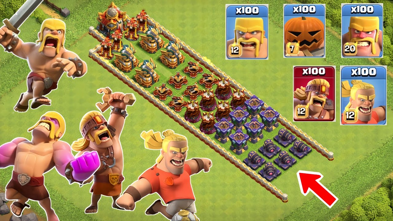 FIGHT 100 BARBARIAN VS TH 16 MAX AND SENJATA MAX WHO WIL WIN | CLASH OF ...