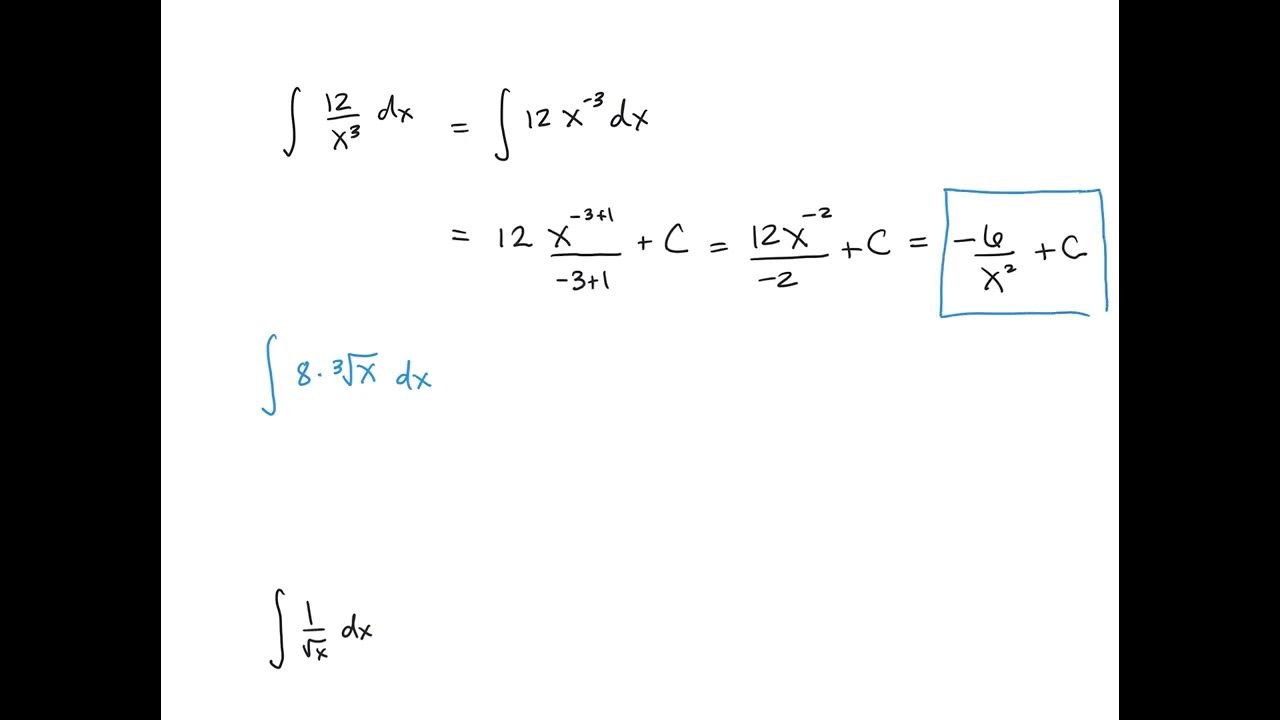 Indefinite Integrals (Antiderivatives) Using the Power Rule - YouTube