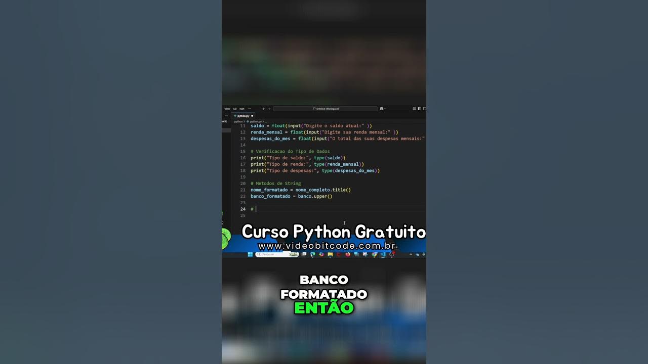Formatar Nomes com Metodos de String em Python! #cursodepython #python #strings #videbitcode ...