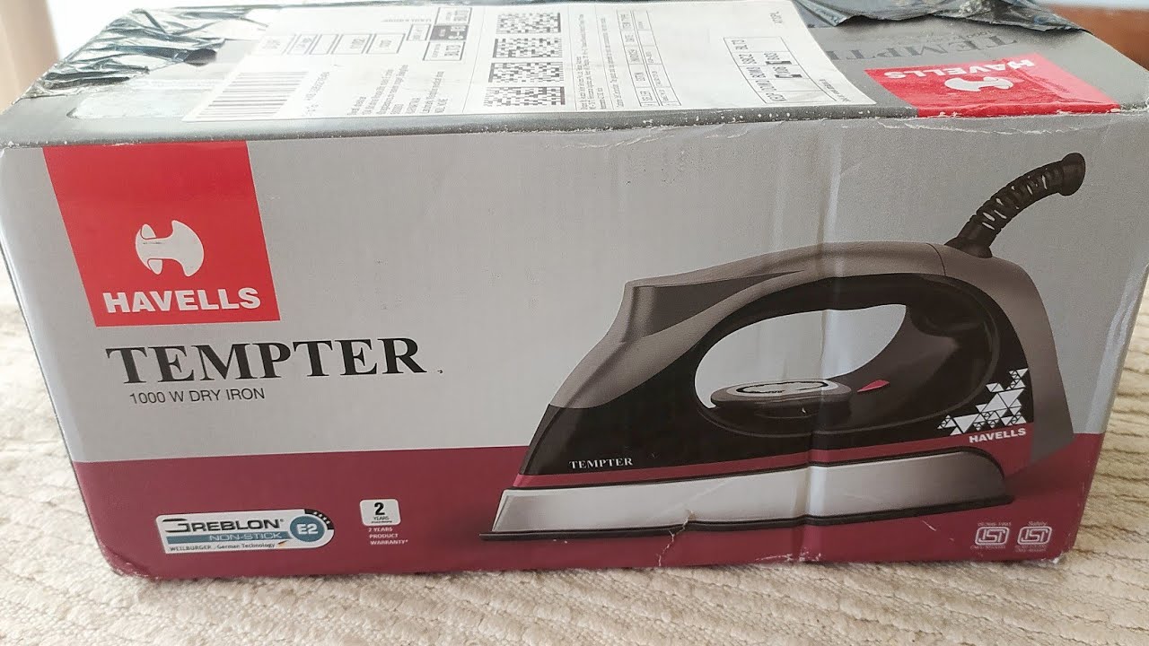 Havells Tempter 1000w Dry Iron press with E2 grade non stick coated ...