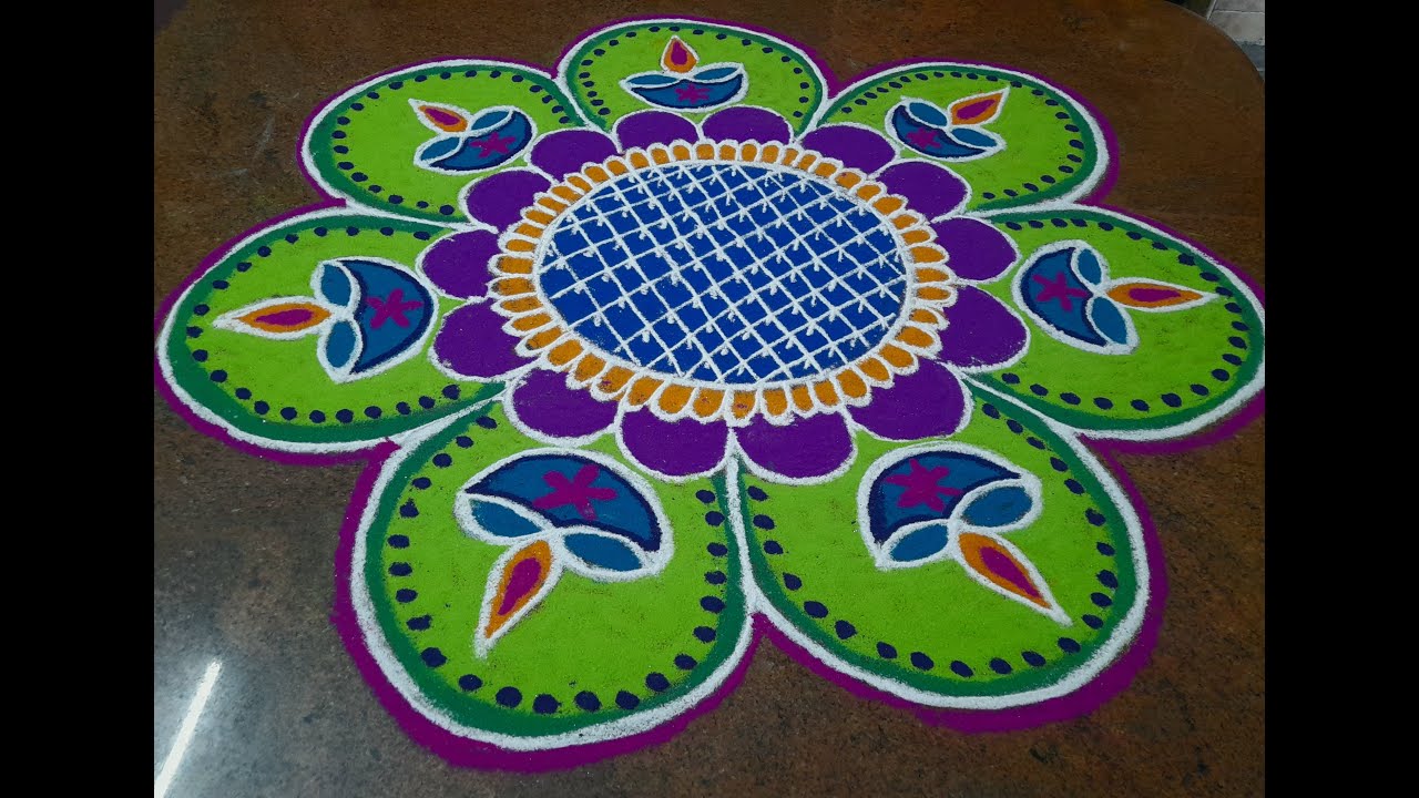 Amazing DiyaRangoli for Diwali/ kolam for Diwali/ beautiful diya mugulu ...