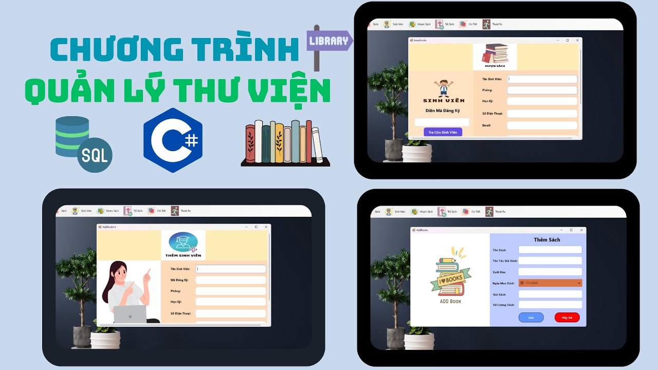 [CTQL] DEMO CHƯƠNG TRÌNH QUẢN LÝ THƯ VIỆN (C#, SQL Server, Visual ...