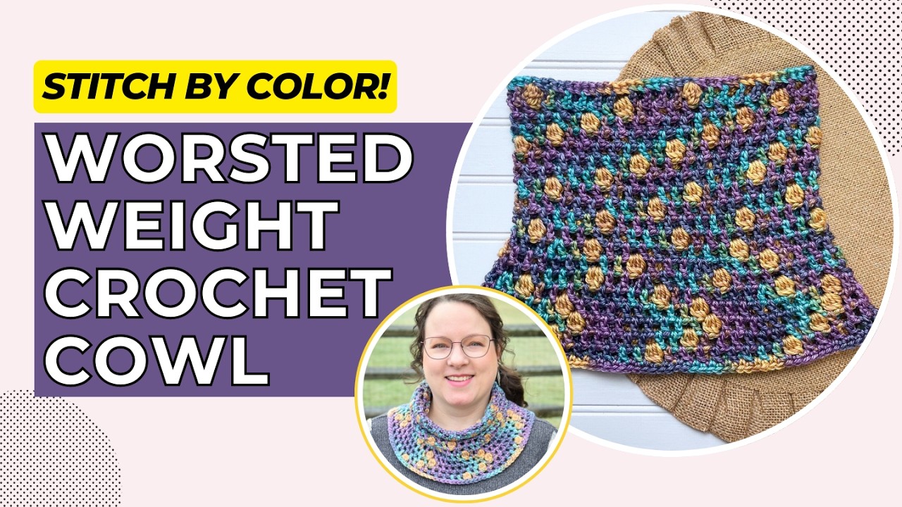 Assigned Color Pooling Crochet Cowl Pattern | Worsted Weight Yarn 1 ...