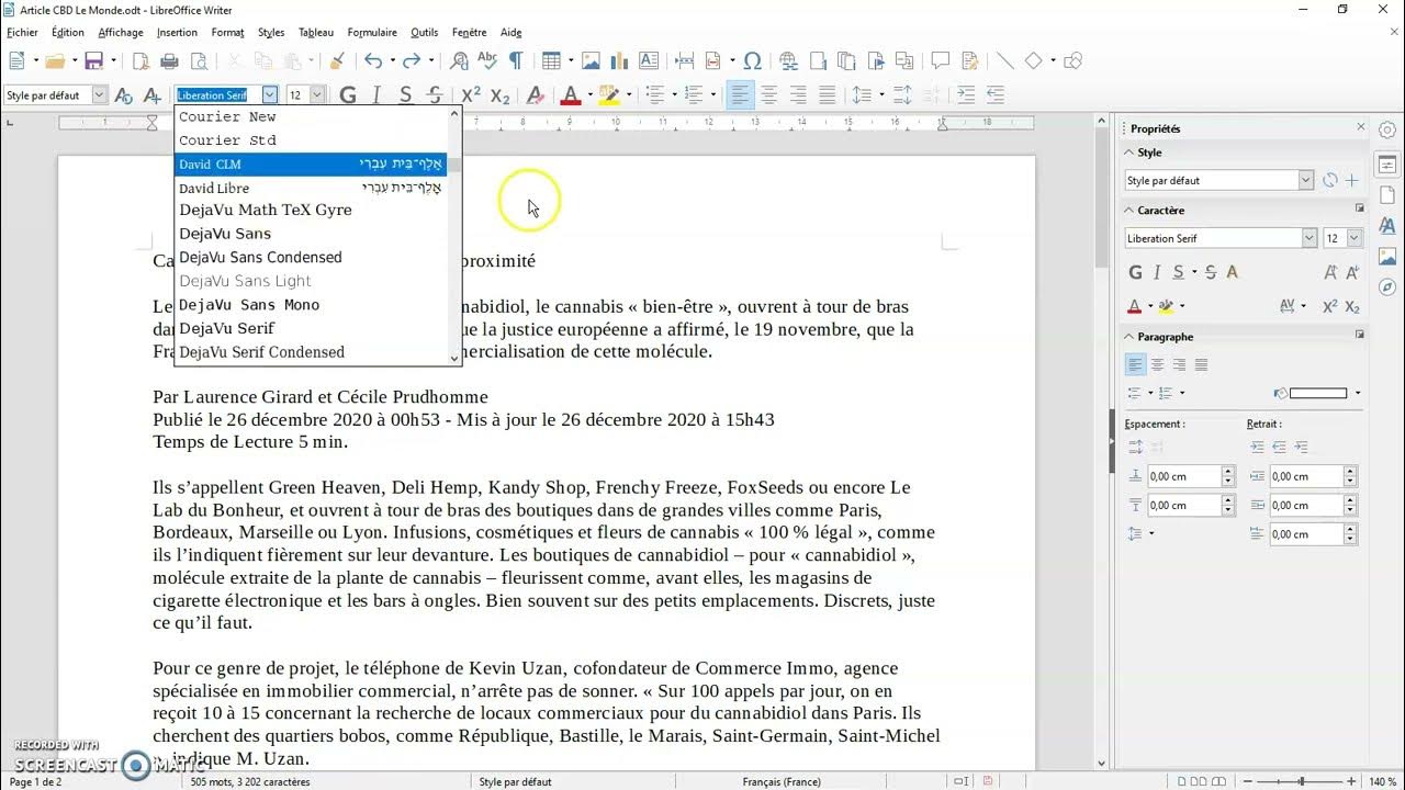 1 - LibreOffice 6.1.1.2 Writer - Importer une nouvelle police de ...