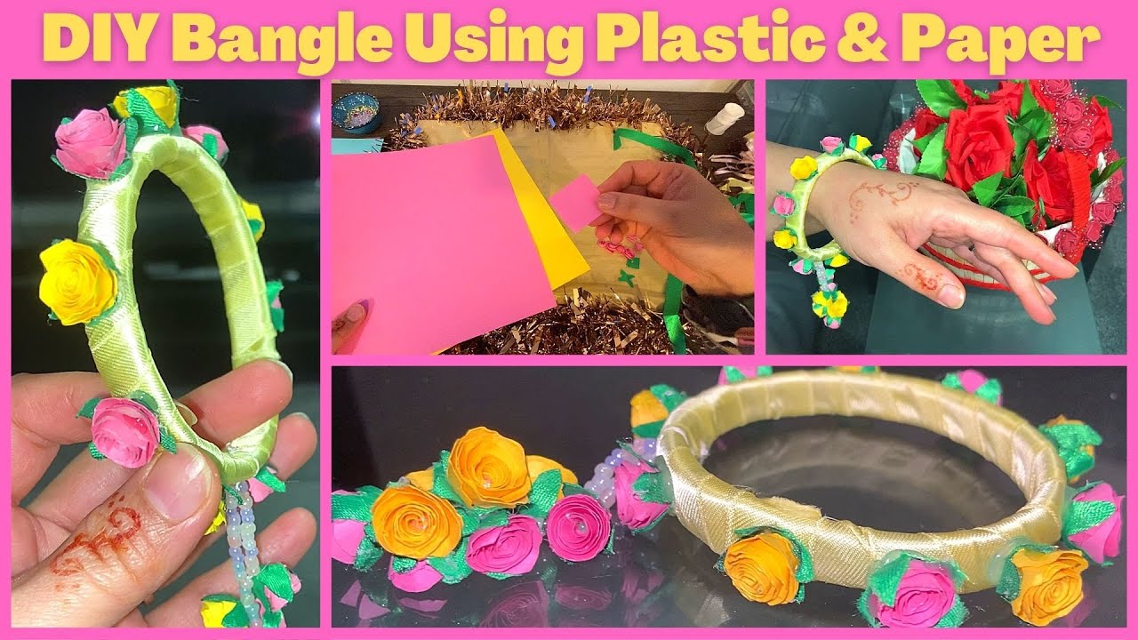 How To Make A Bangle From Plastic & Paper - YouTube