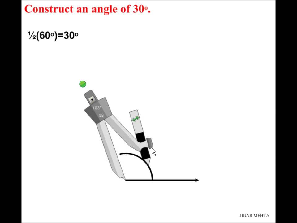 ANGLE CONSTRUCTIONS USING COMPASS - 30 DEGREES - YouTube