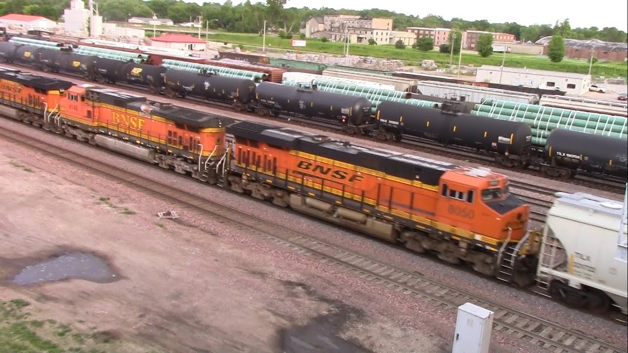 BNSF in Union Pacific's Railyard, Marshalltown, Iowa! - YouTube