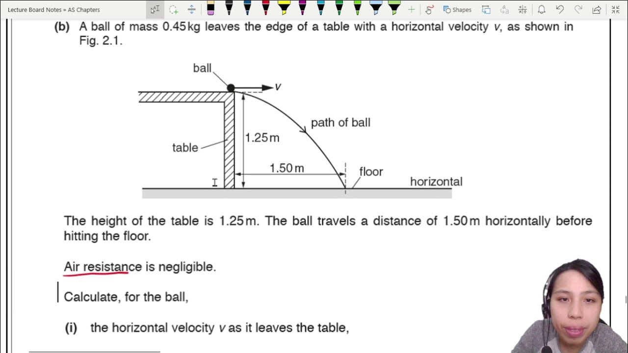 2.4a MJ17 P22 Q2 Ball Off Table | AS Kinematics | Cambridge A Level ...