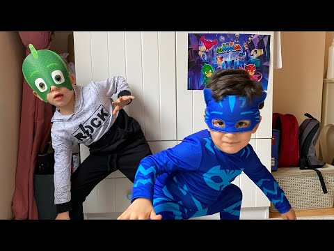 Turkce Pijamaskeliler İzle / Kedi Cocuk Kostumu / Kertenkele Cocuk Maskesi / Pi Maskeliler Posteri