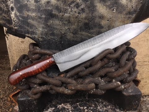Knife making: making a kitchen knife from a farriers rasp - YouTube