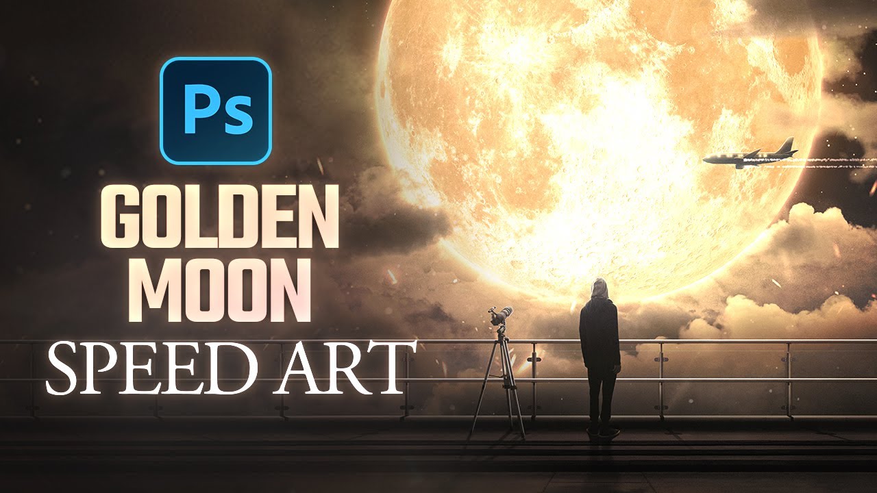 Creating a GLOWY GOLDEN MOON in Photoshop - Speed Art - YouTube