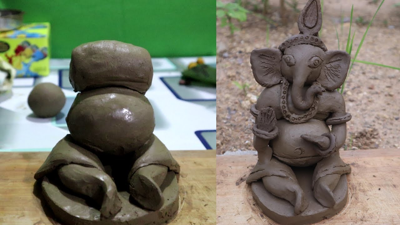 Eco Friendly Ganesh Making | Eco friendly ganapati making | clay Ganesh ...