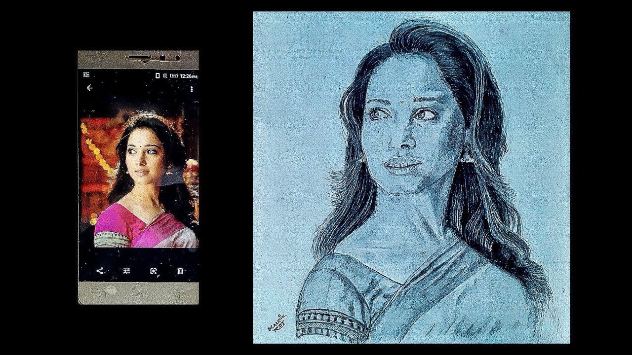 Tamanna Bhatia Drawing Step by Step full Tutorial | Using Pencil ...